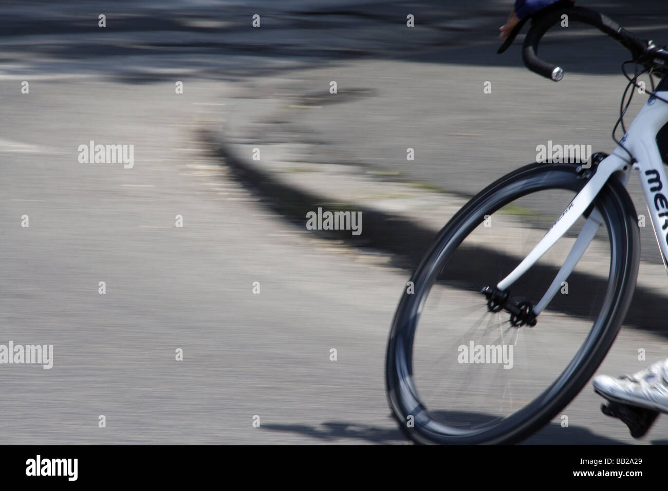 professional bike rider in road street race in city town Stock Photo ...
