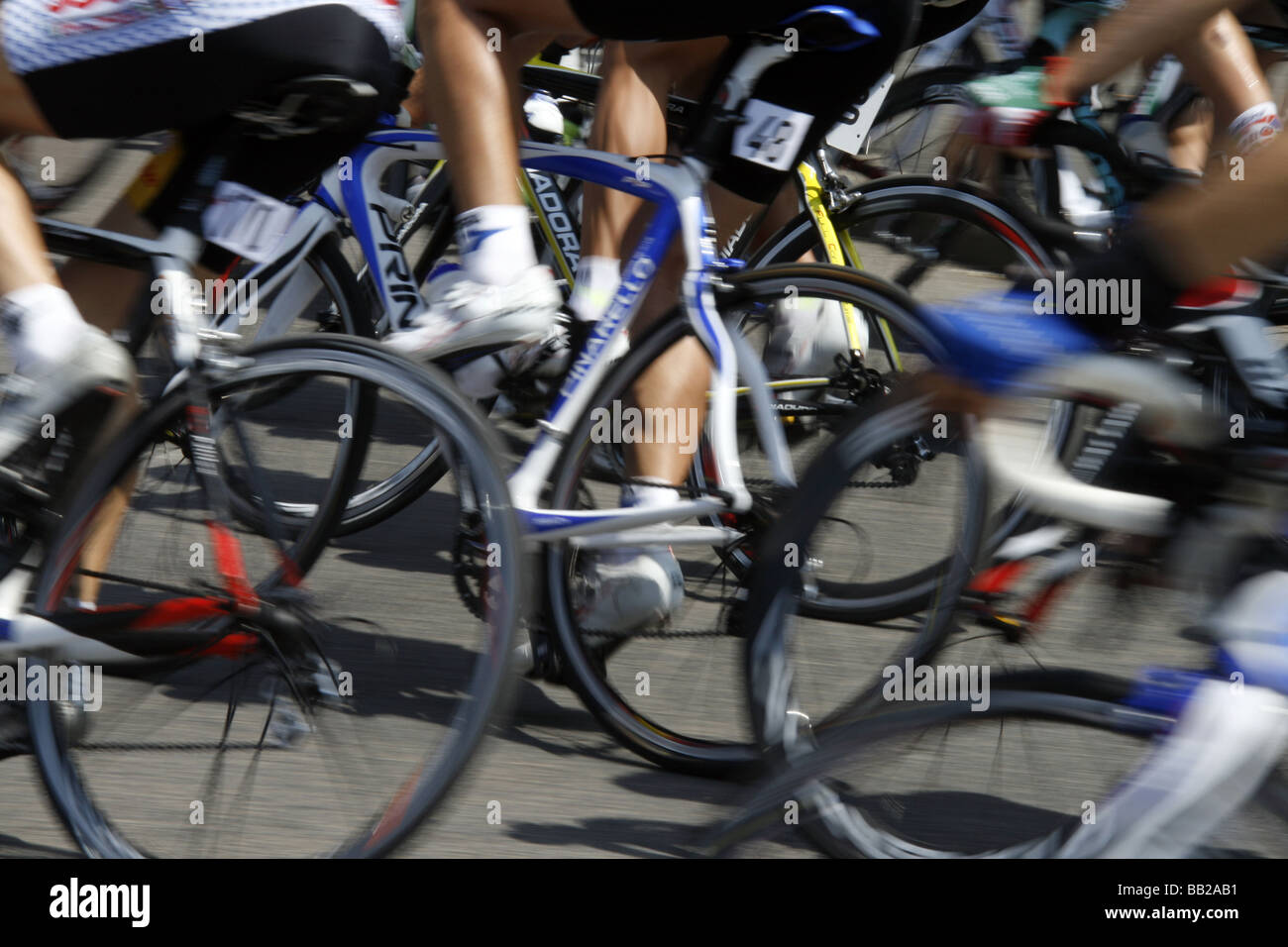 professional bike riders in road street race in city town Stock Photo ...