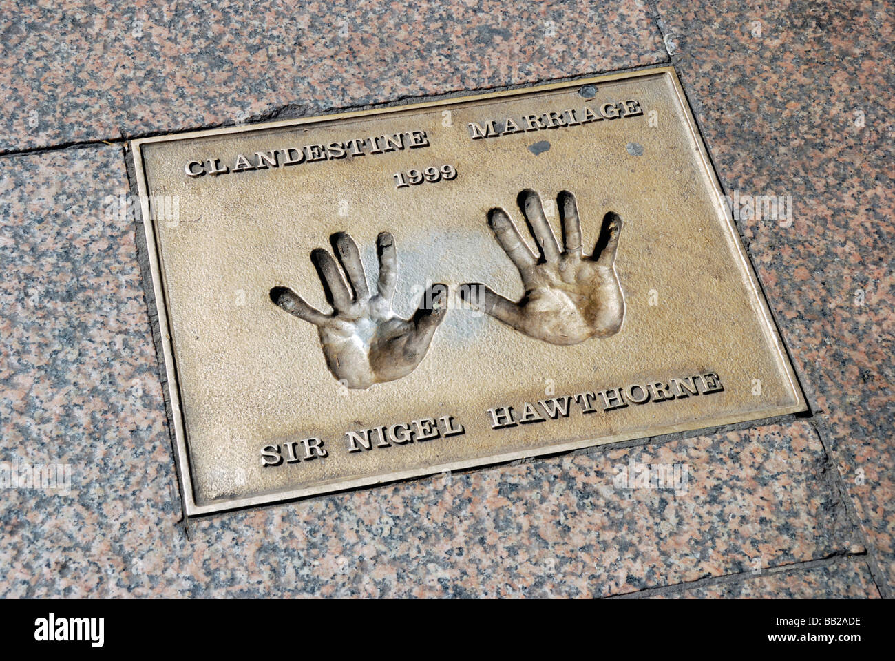 Sir Nigel Hawthorne handprints in pavement commemorating the film ...
