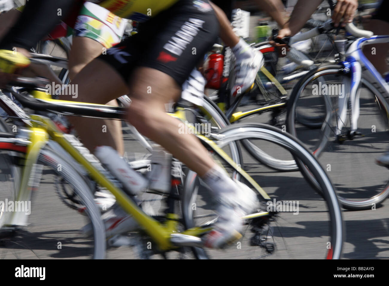 professional bike riders in road street race in city town Stock Photo ...