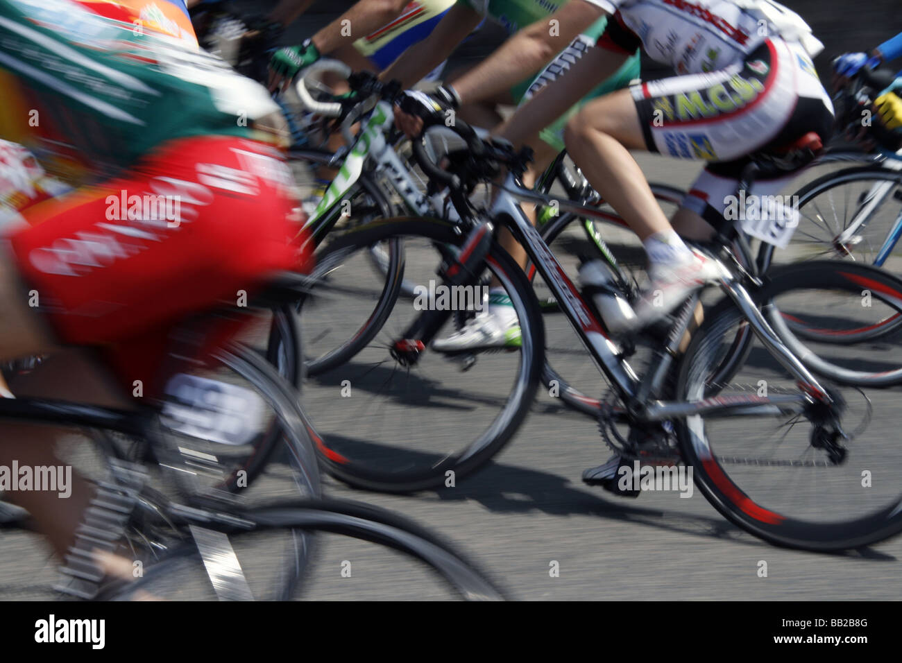 professional bike riders in road street race in city town Stock Photo ...