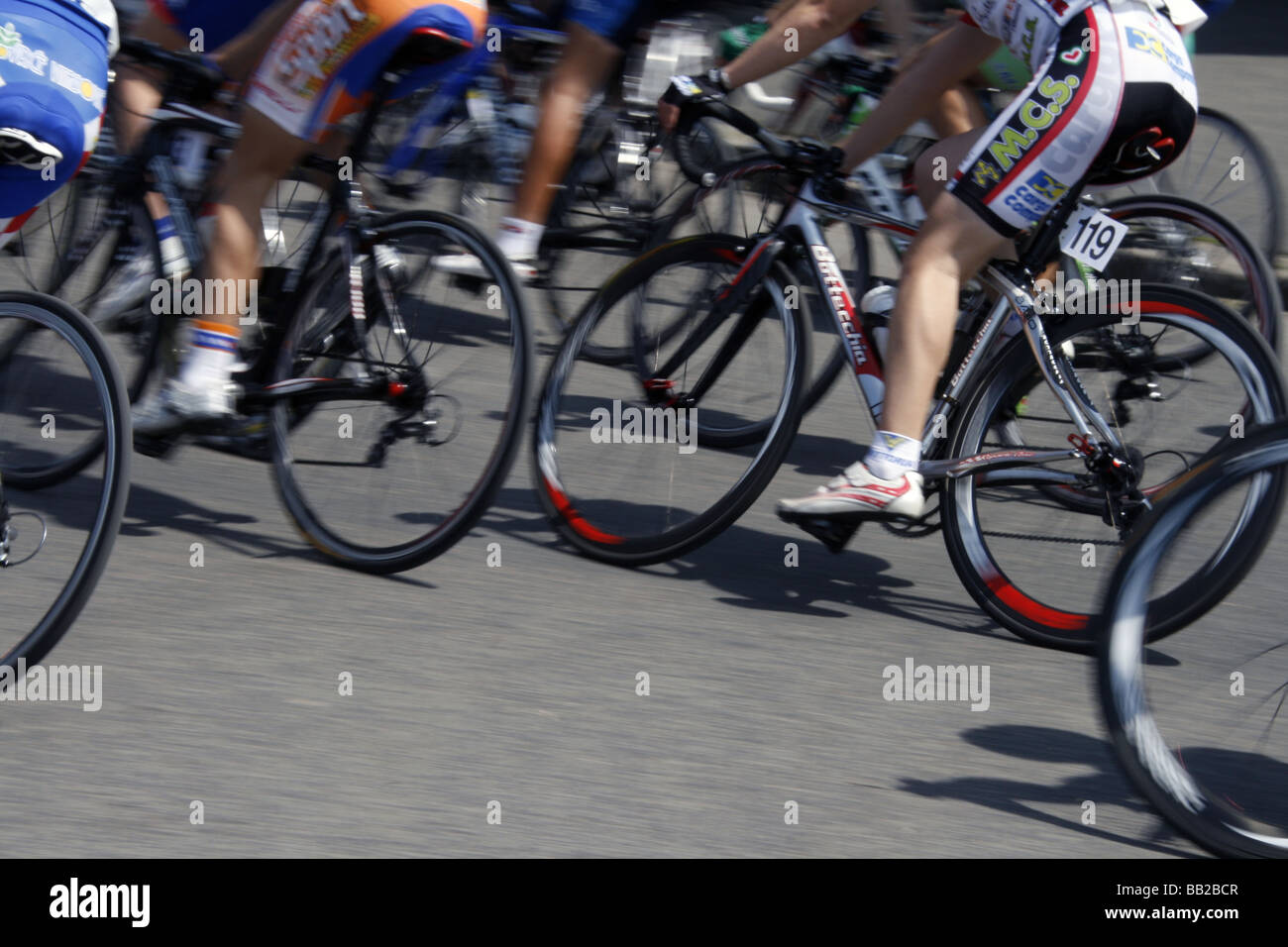 professional bike riders in road street race in city town Stock Photo ...