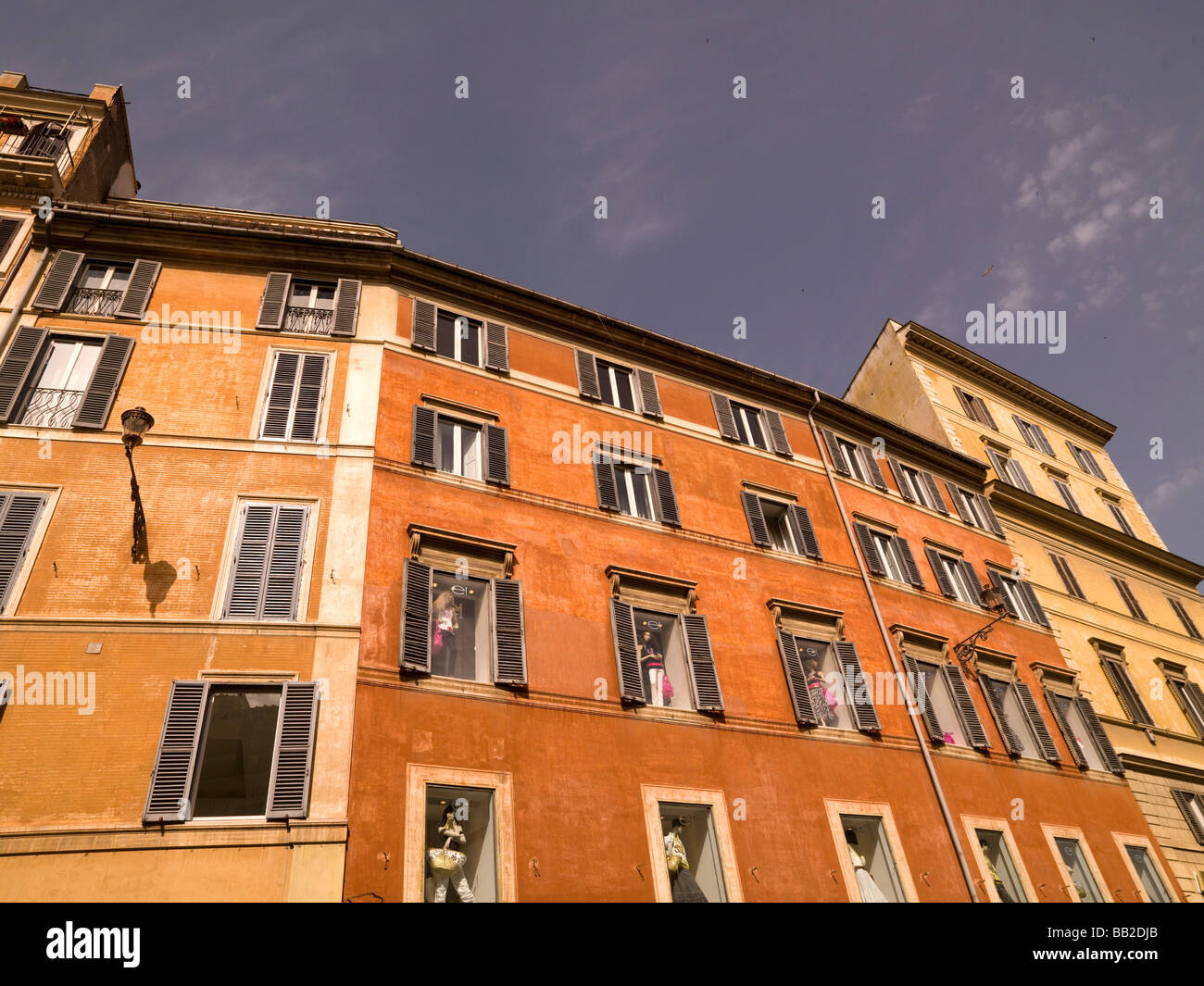 Apartment buildings of old town, low angle view; Rome, Italy Stock ...