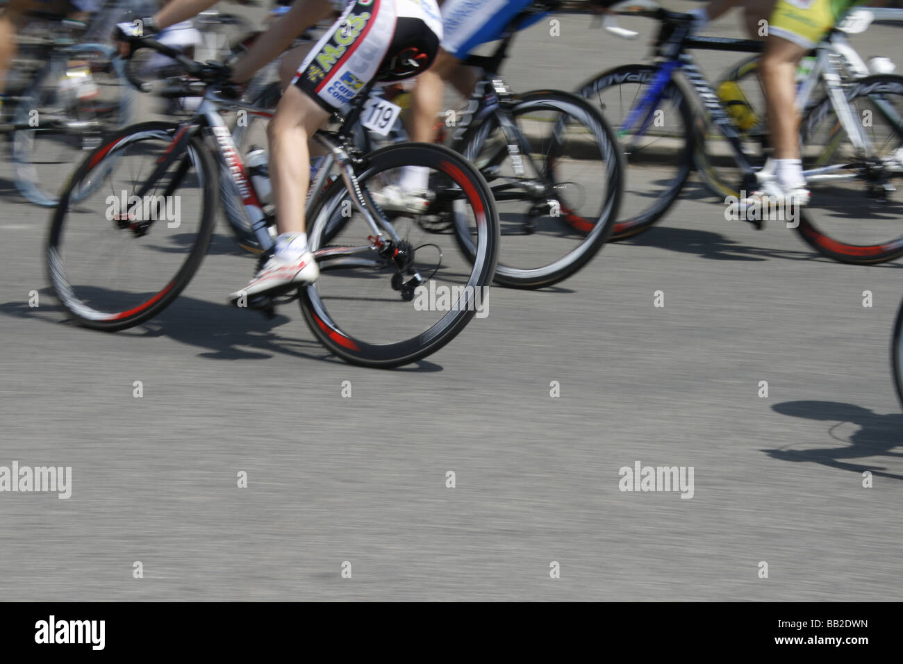 professional bike riders in road street race in city town Stock Photo ...