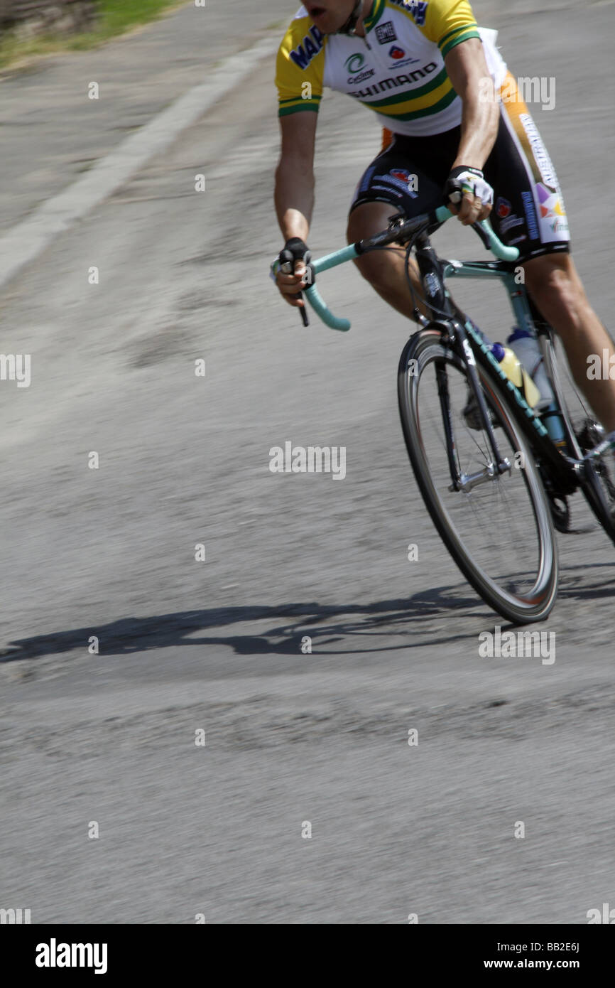 professional bike rider in road street race in city town Stock Photo ...