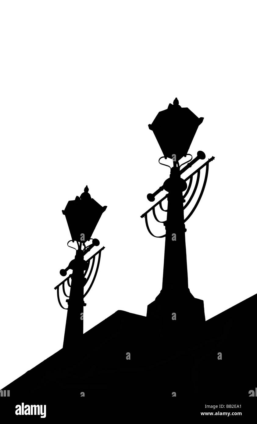 Lamp Posts street lights lampposts Silhouette Stock Photo - Alamy