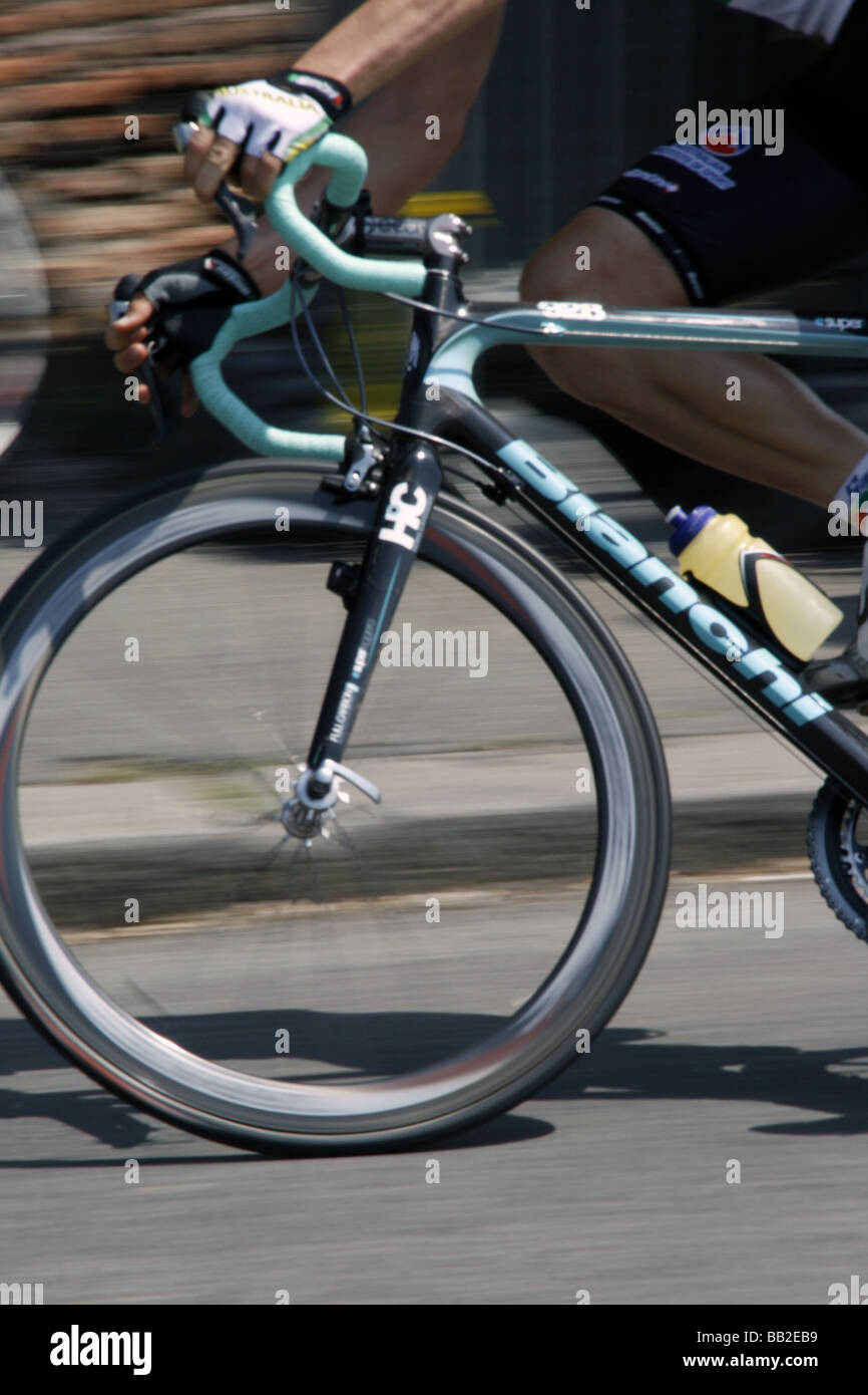 professional bike rider in road street race in city town Stock Photo ...