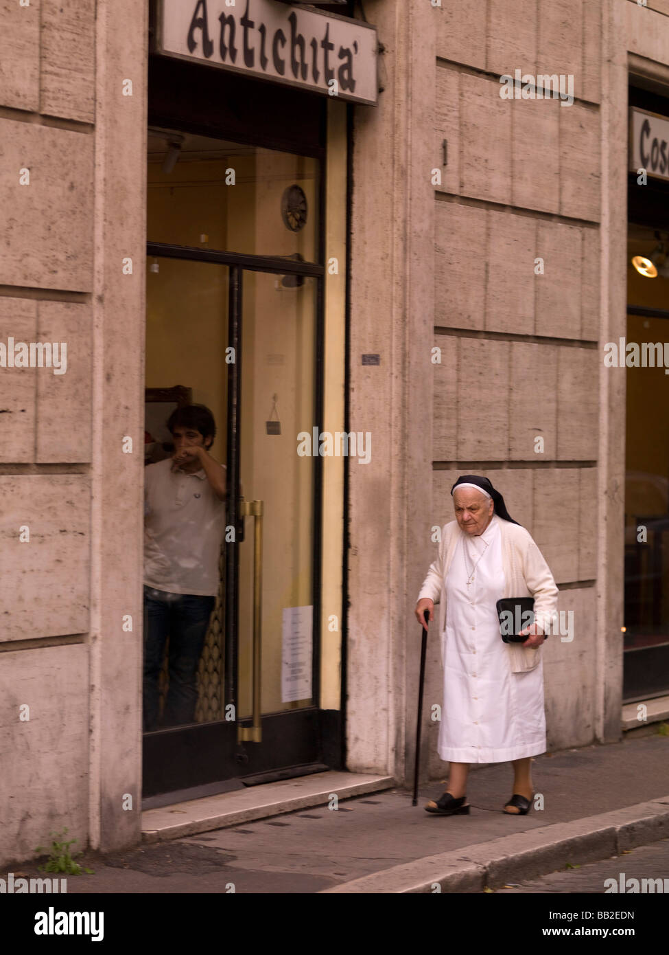 Nun walking down the street; Rome, Italy Stock Photo - Alamy