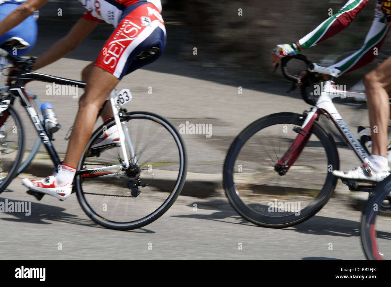professional bike riders in road street race in city town Stock Photo ...