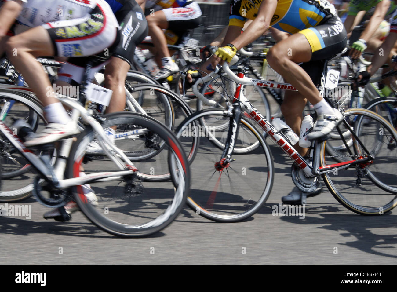 professional bike riders in road street race in city town Stock Photo ...