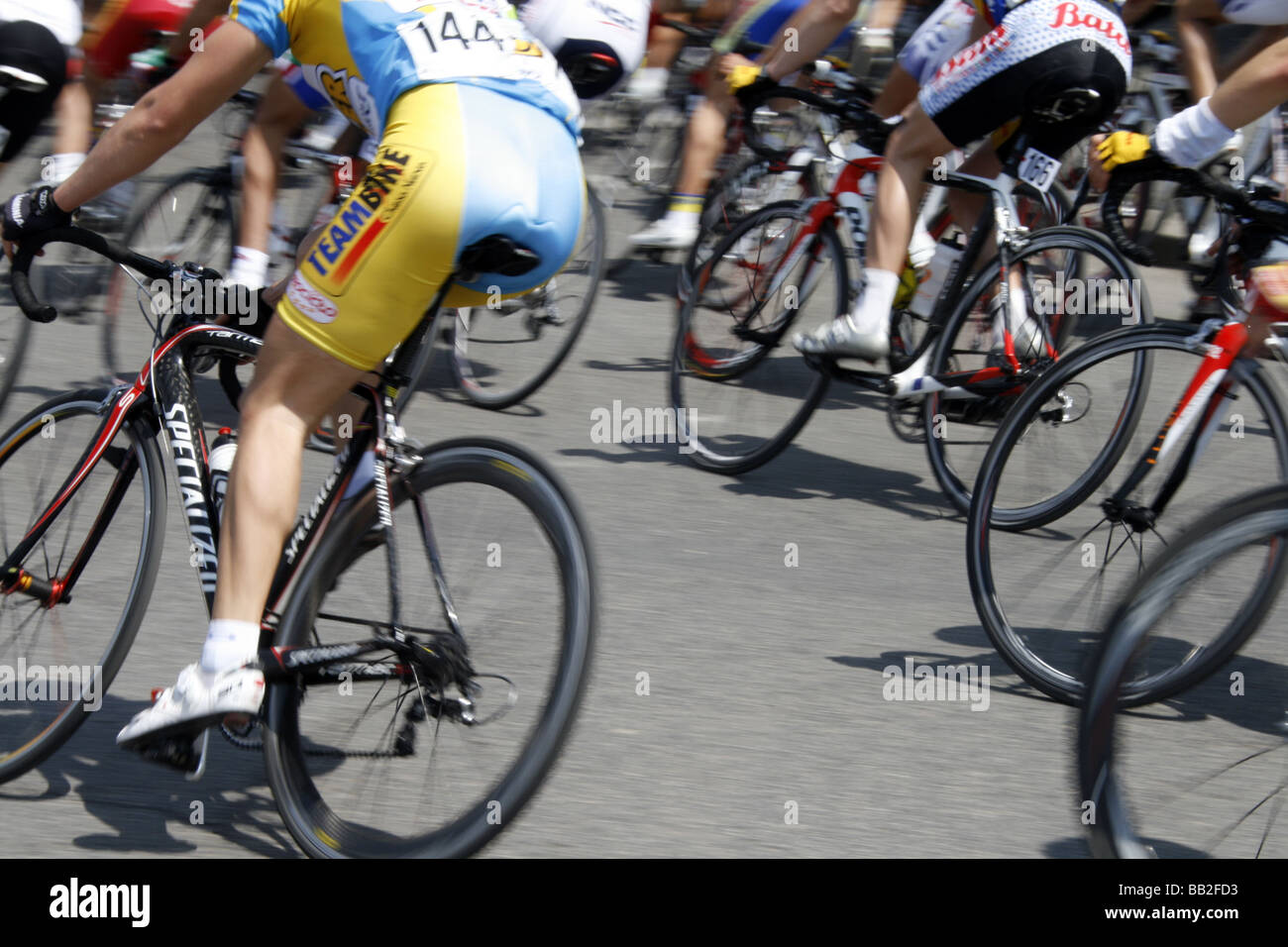 professional bike riders in road street race in city town Stock Photo ...