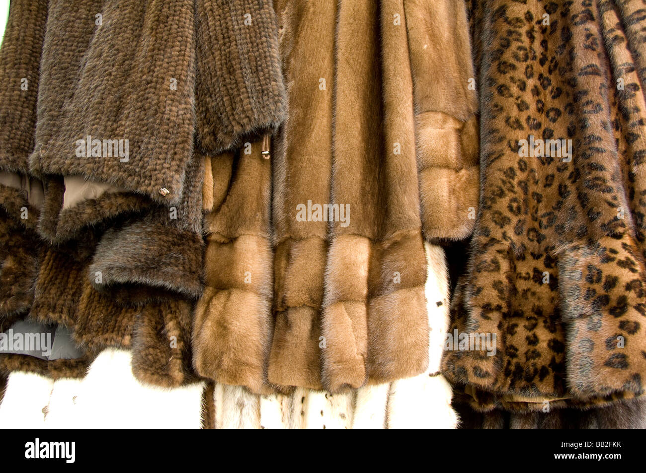 Russia, Volga-Baltic Waterway, Goritzy. Mink fur coats for sale Stock ...