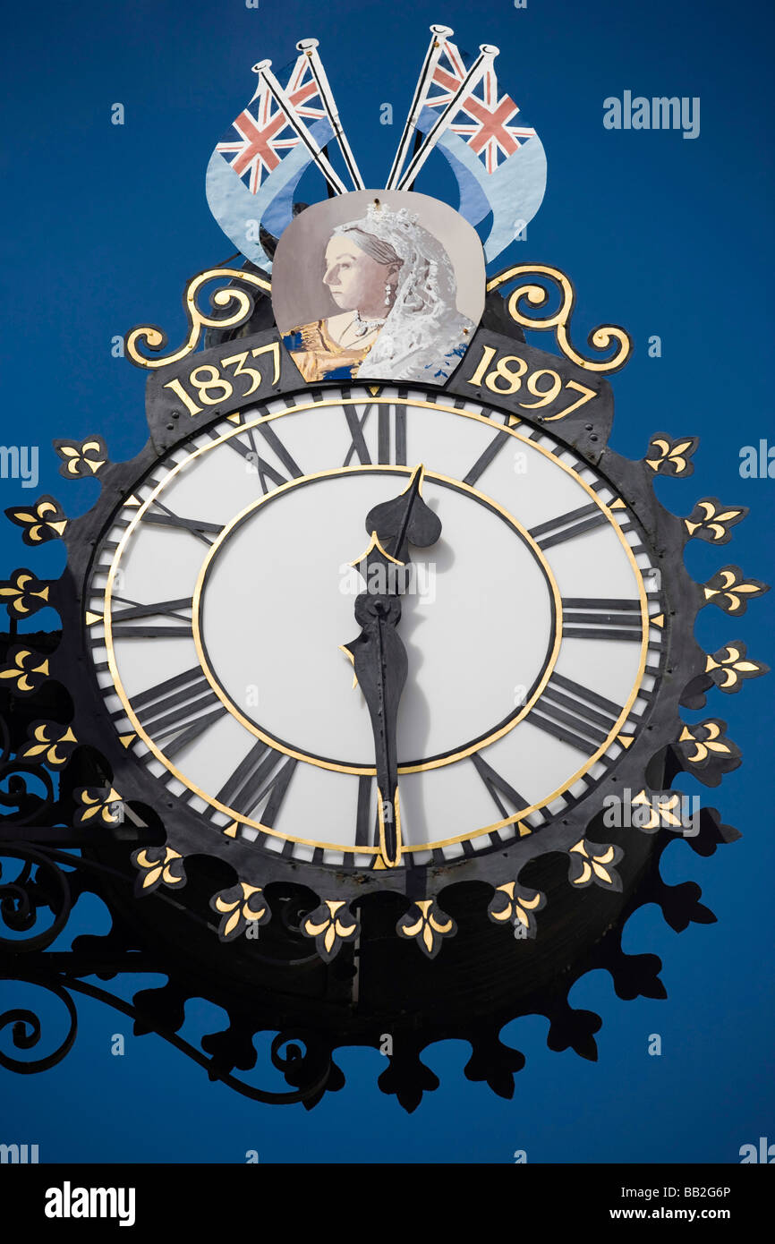 The Tolsey Clock, Wotton-under-Edge town centre Stock Photo - Alamy