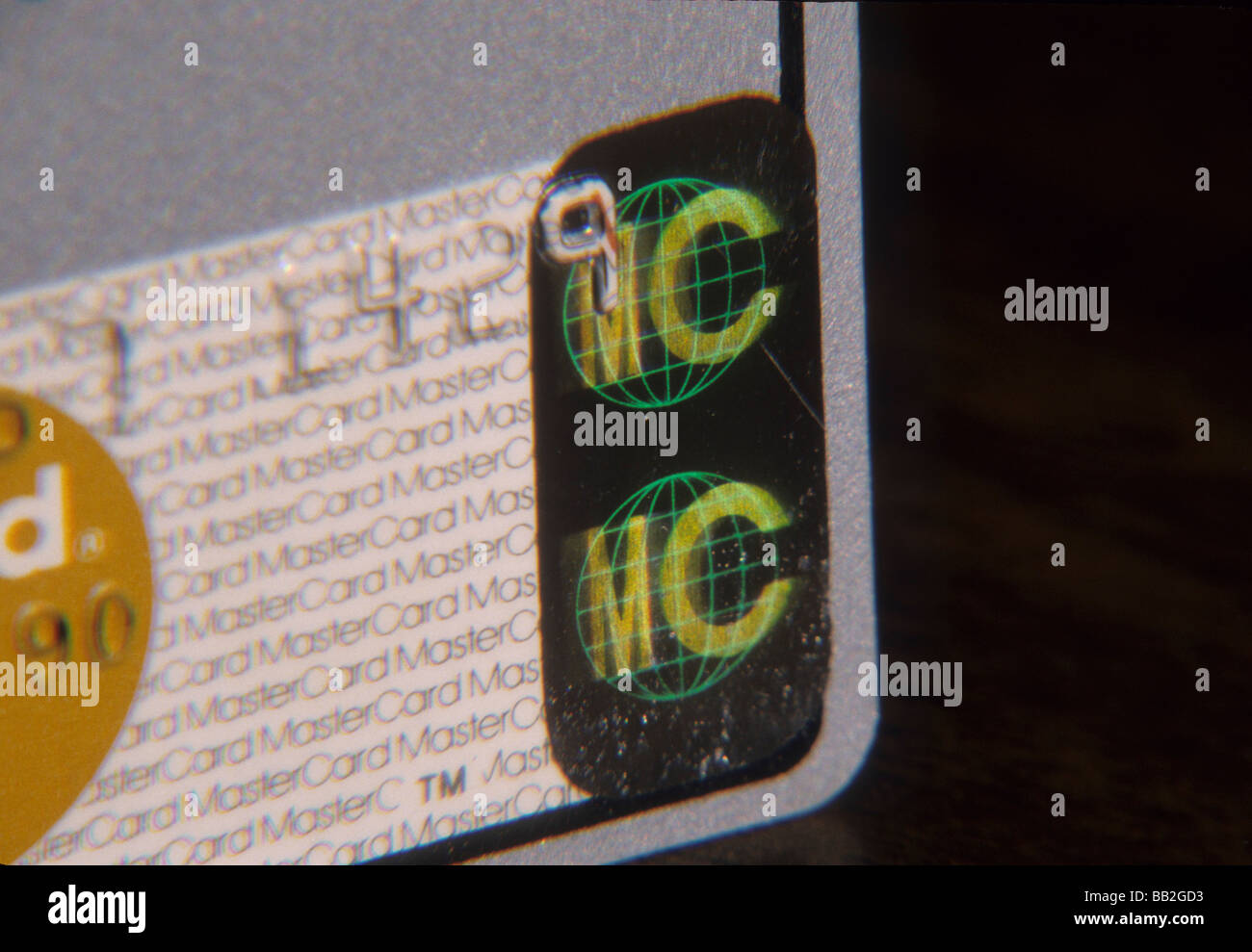 Credit card laser hologram ID mark security check Mastercard ID theft ...