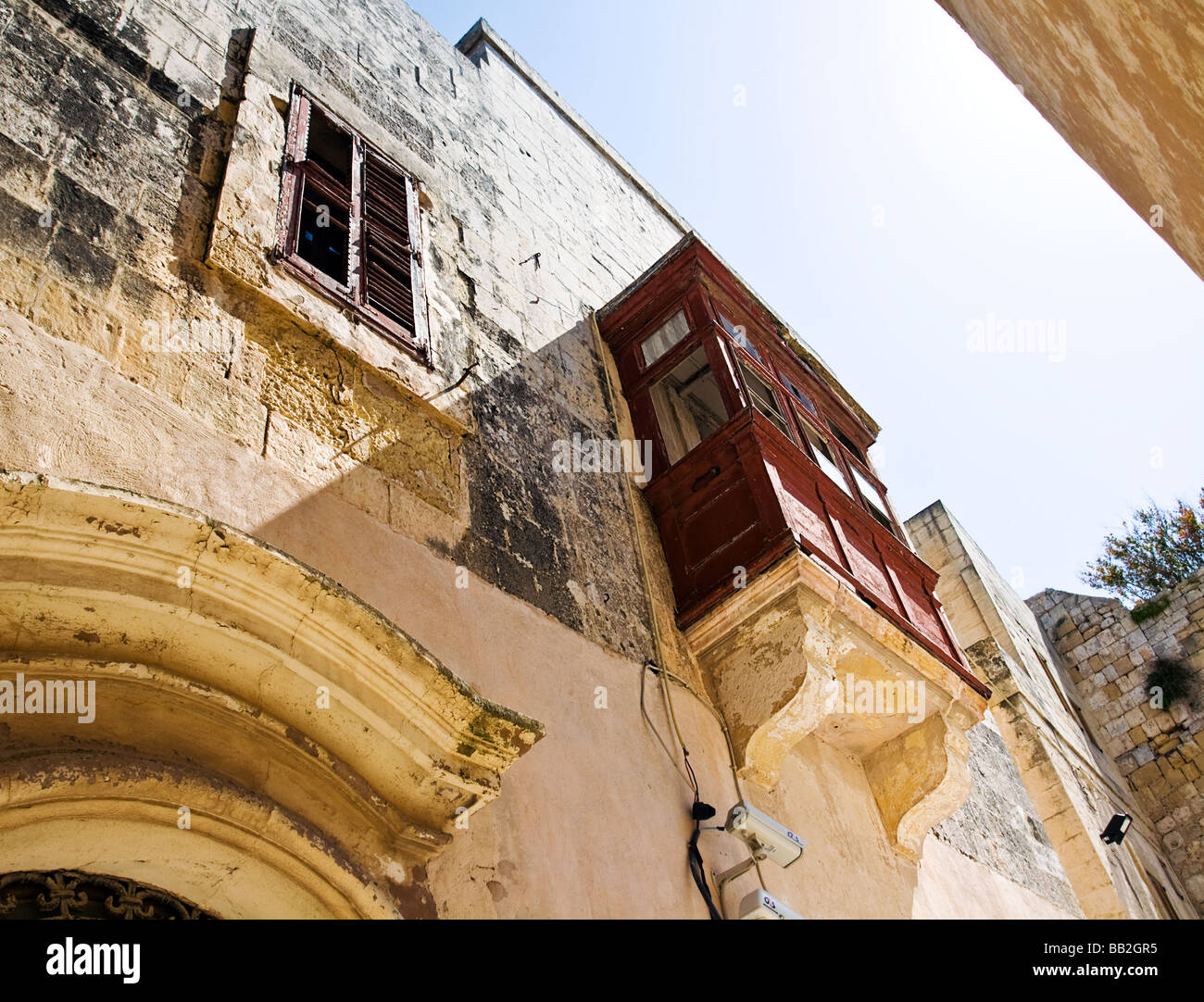Looking upwards at old walls in Mdina, Malta Stock Photo - Alamy