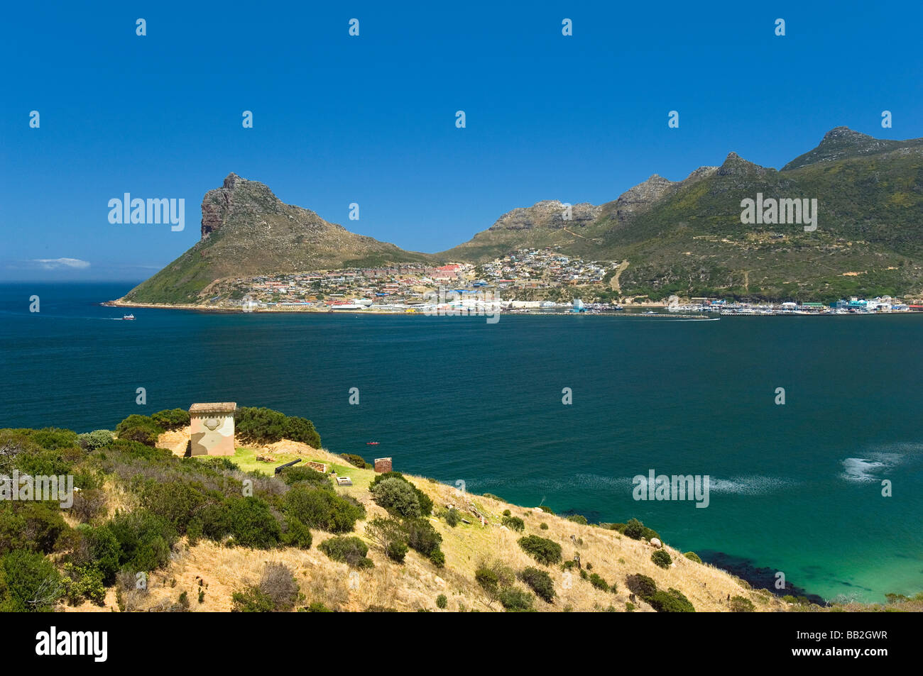 View of the Sentinel and Hout Bay from the East Fort. Cape Town, South ...