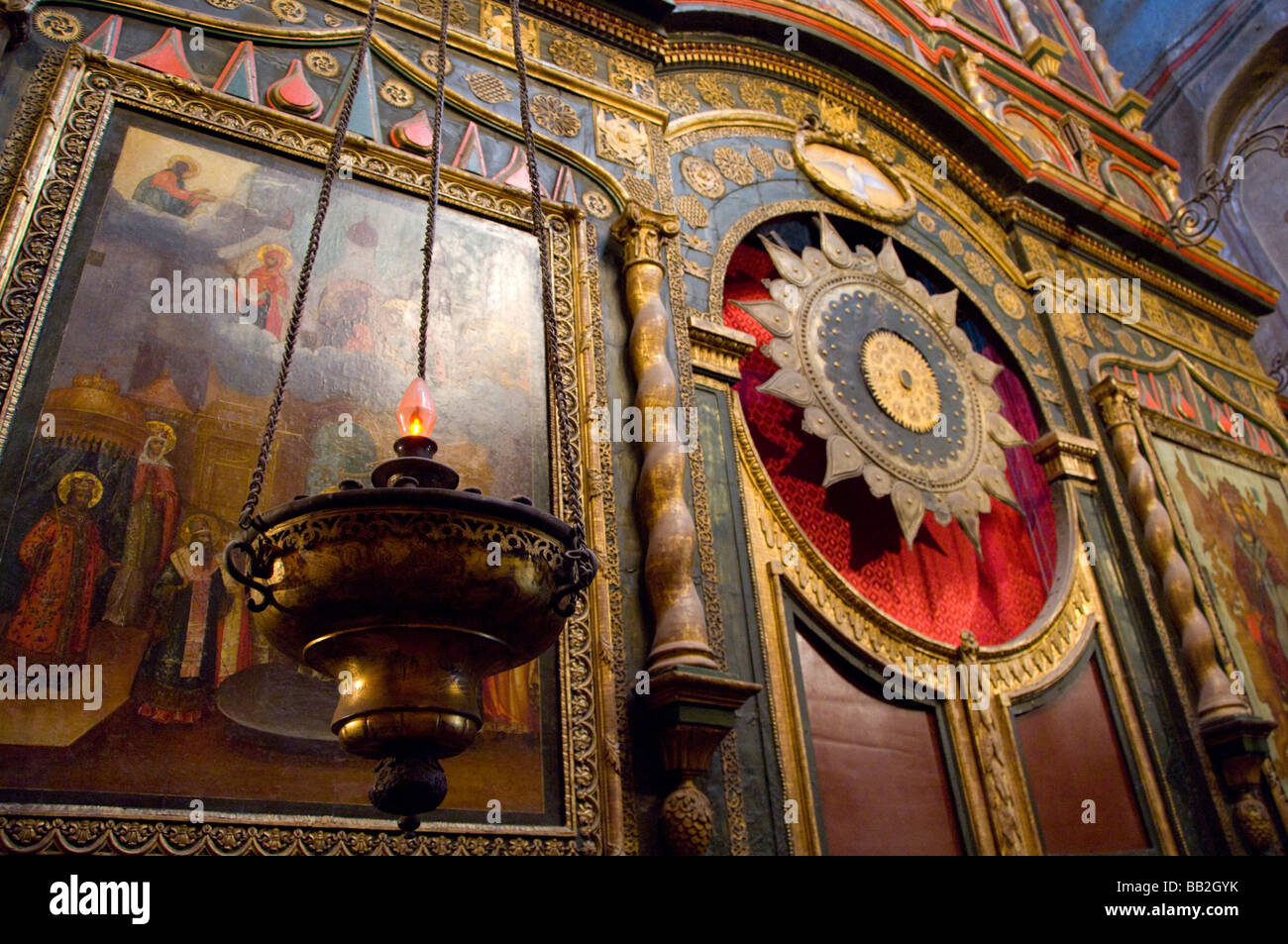 Russia, Moscow, Red Square. St. Basil's Cathedral . Ornate chapel ...