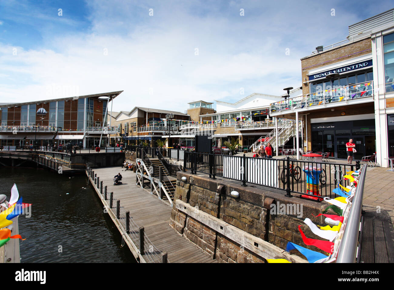 Cardiff waterfront shops cafes and restaurants overlooking the inner ...