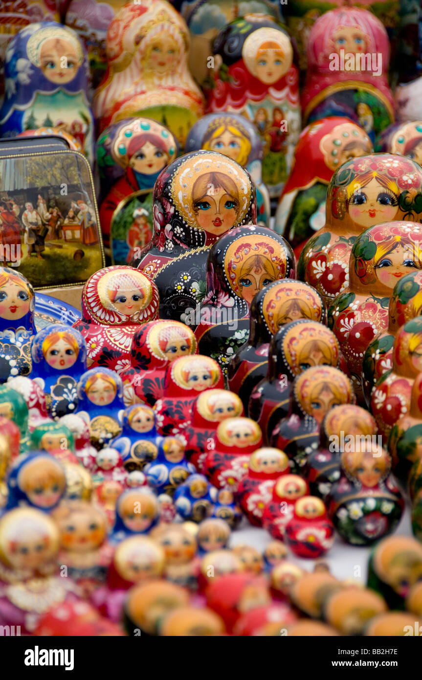 Russia, Moscow. Typical Russian handicrafts, matryoshka dolls Stock ...