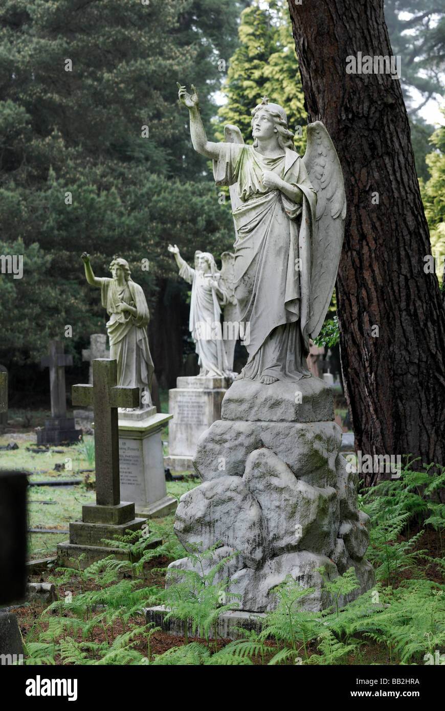 Monuments in the Victorian cemetery at Brookwood Surrey England UK ...