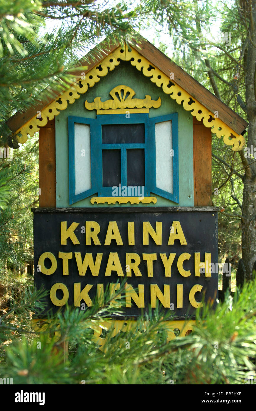 Kraina Otwartych Okiennic 'A country of open shutters' sign in Soce ...