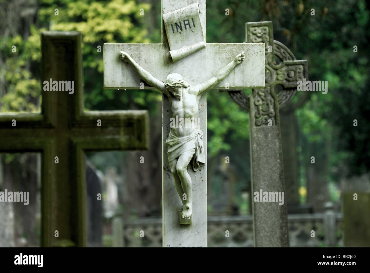 Monuments in the Victorian cemetery at Brookwood Surrey England UK ...