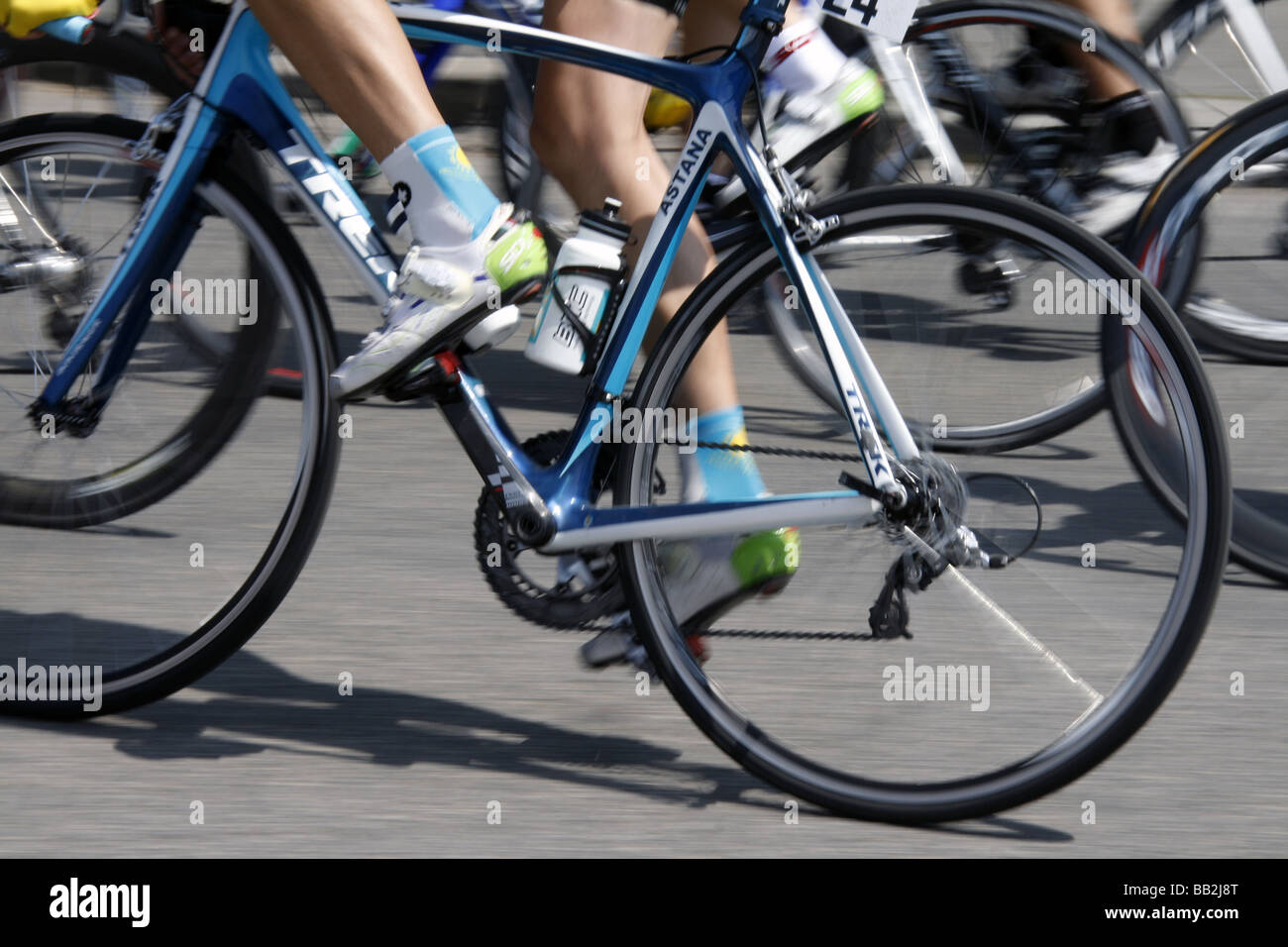 professional bike riders in road street race in city town Stock Photo ...