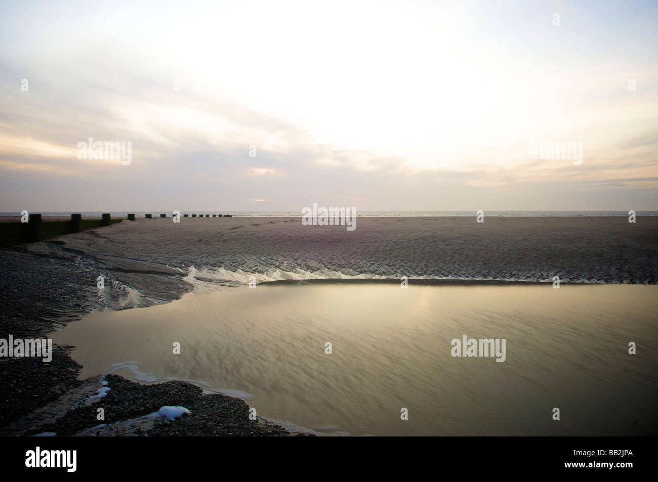 Cleveleys beach at dusk Stock Photo - Alamy