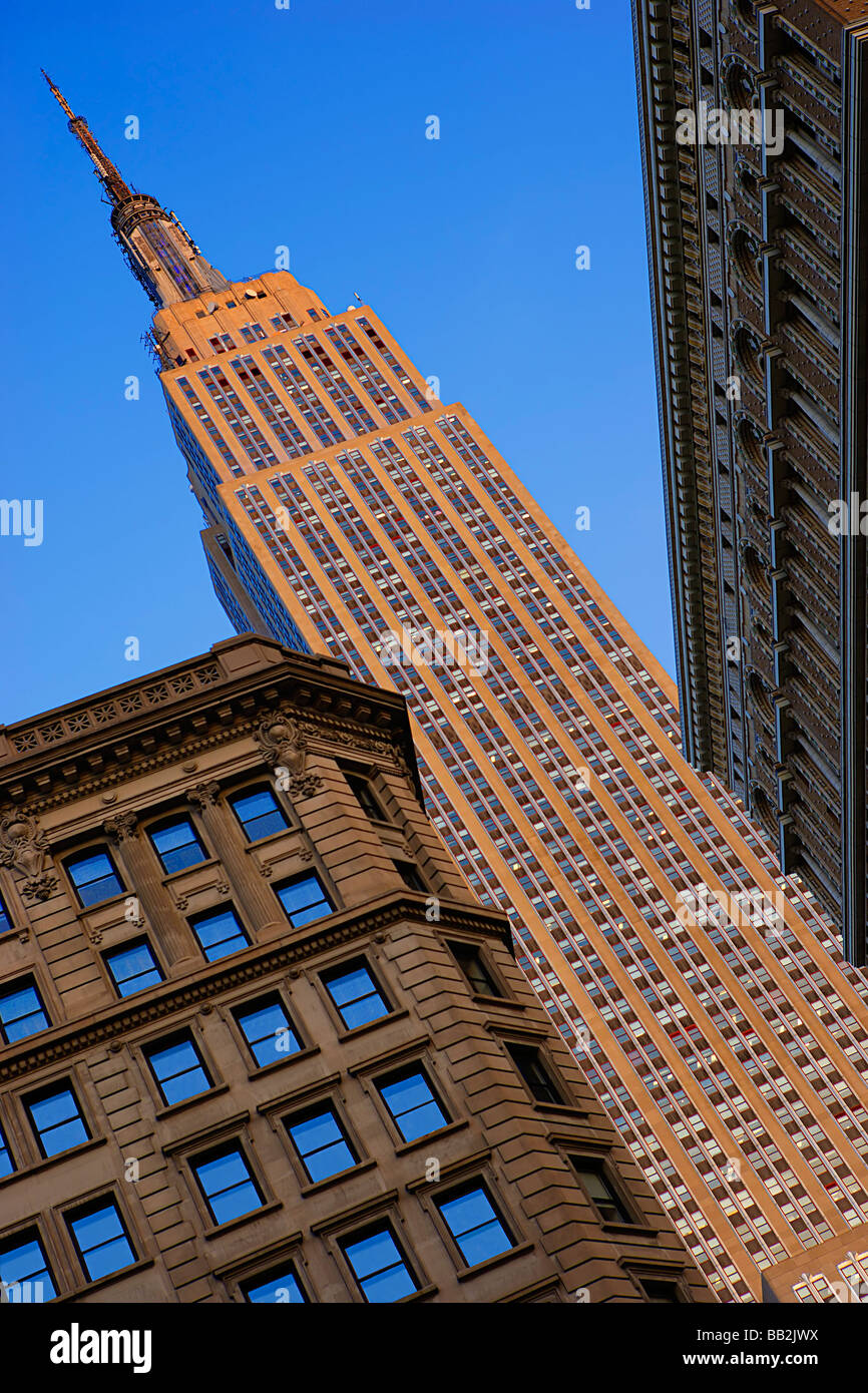 low angle shot of the Empire State Building, New York, USA against ...