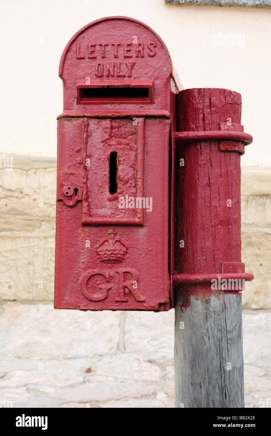 Small red lamp post box outside Cape Aghulas Lighthouse Western Cape ...