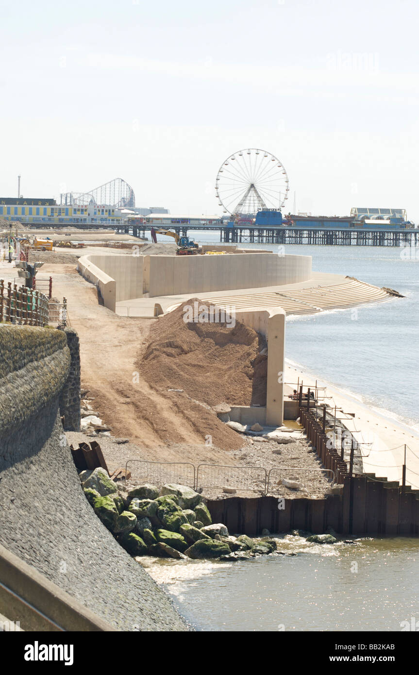 Flood protection work Blackpool seafront Stock Photo - Alamy