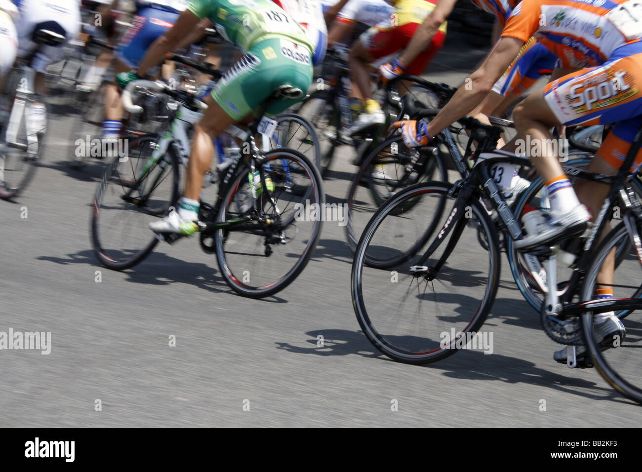professional bike riders in road street race in city town Stock Photo ...