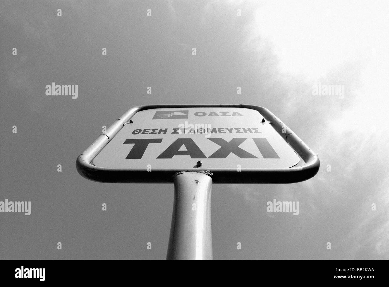 TAXI SIGN IN ATHENS Stock Photo - Alamy