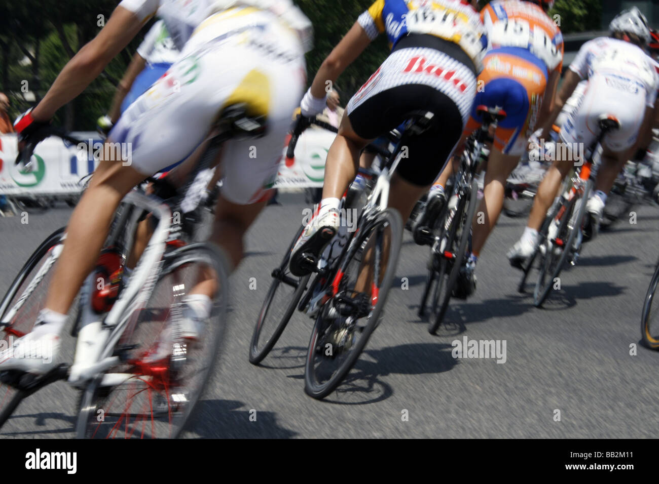 professional bike riders in road street race in city town Stock Photo ...
