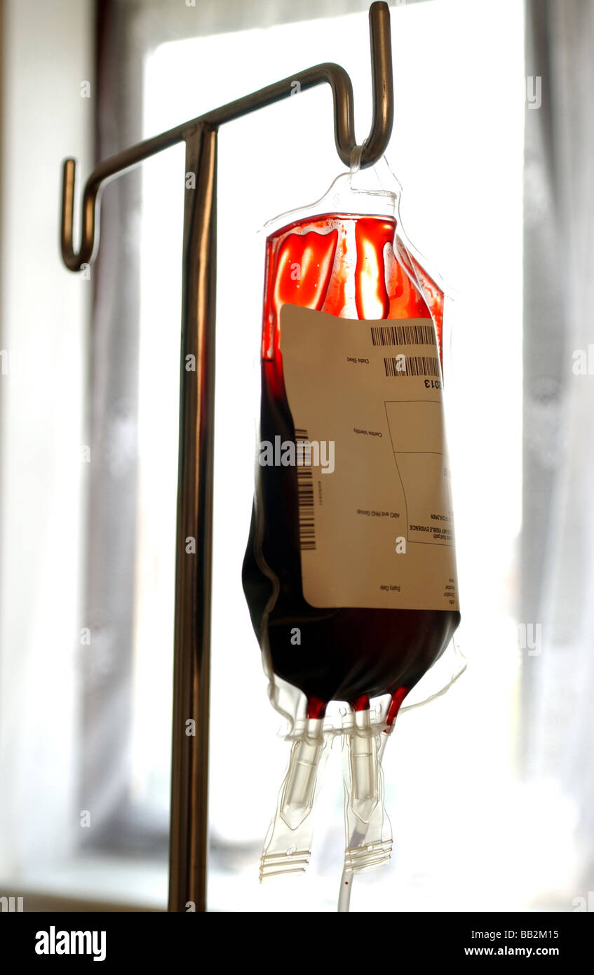 blood and saline bags in a hospital Stock Photo - Alamy