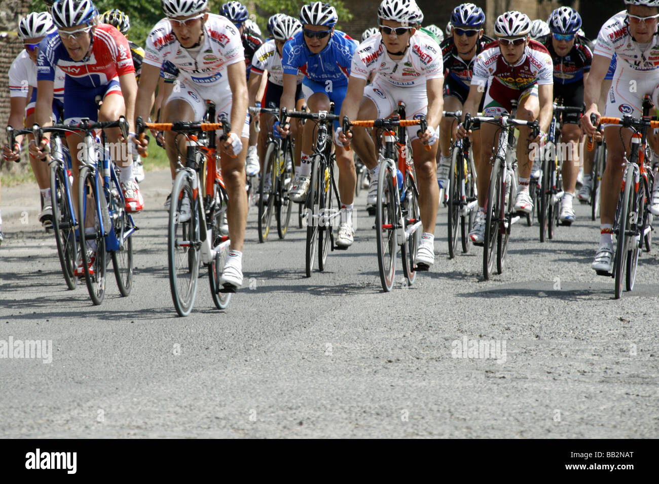 professional bike riders in road street race in city town Stock Photo ...
