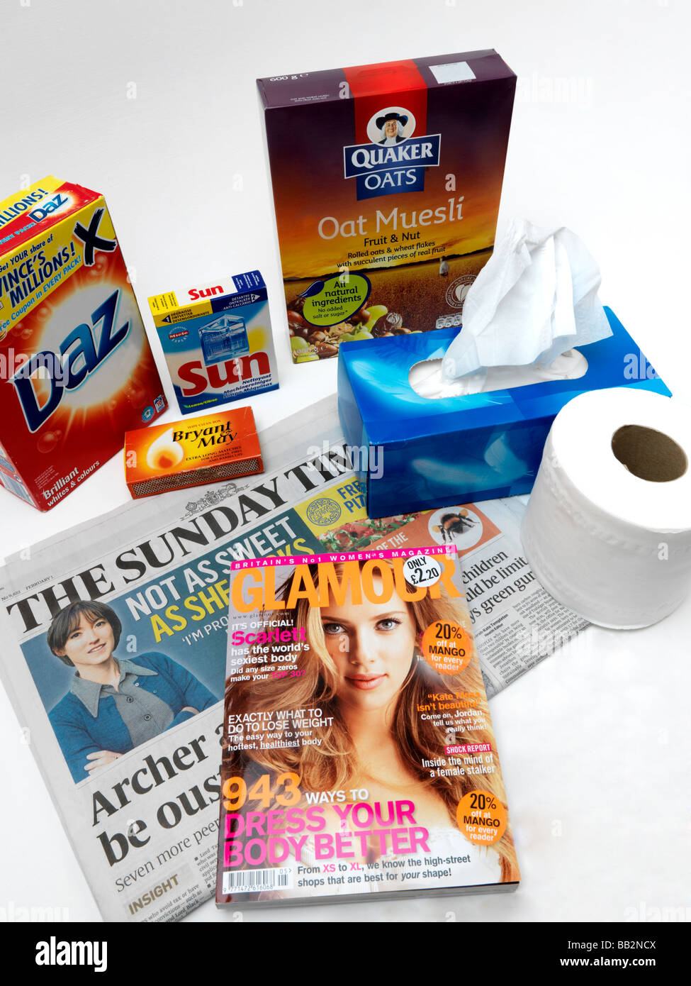 Selection of Household Itemsd that use Paper and Cardboard Stock Photo ...