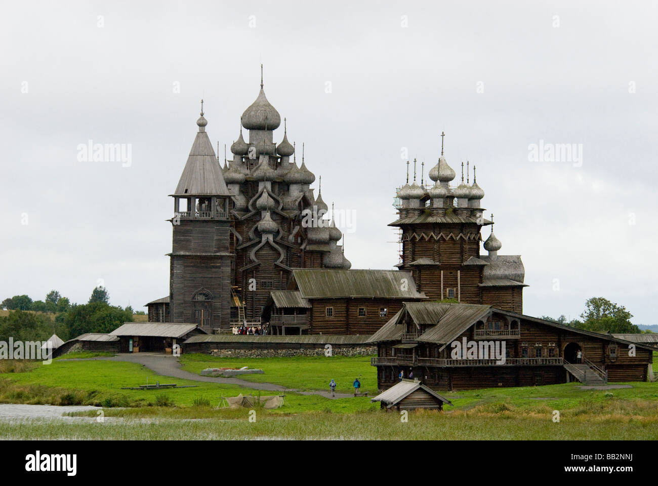 Russia, Lake Onega, Kizhi Island. Historic 22-domed Transfiguration ...