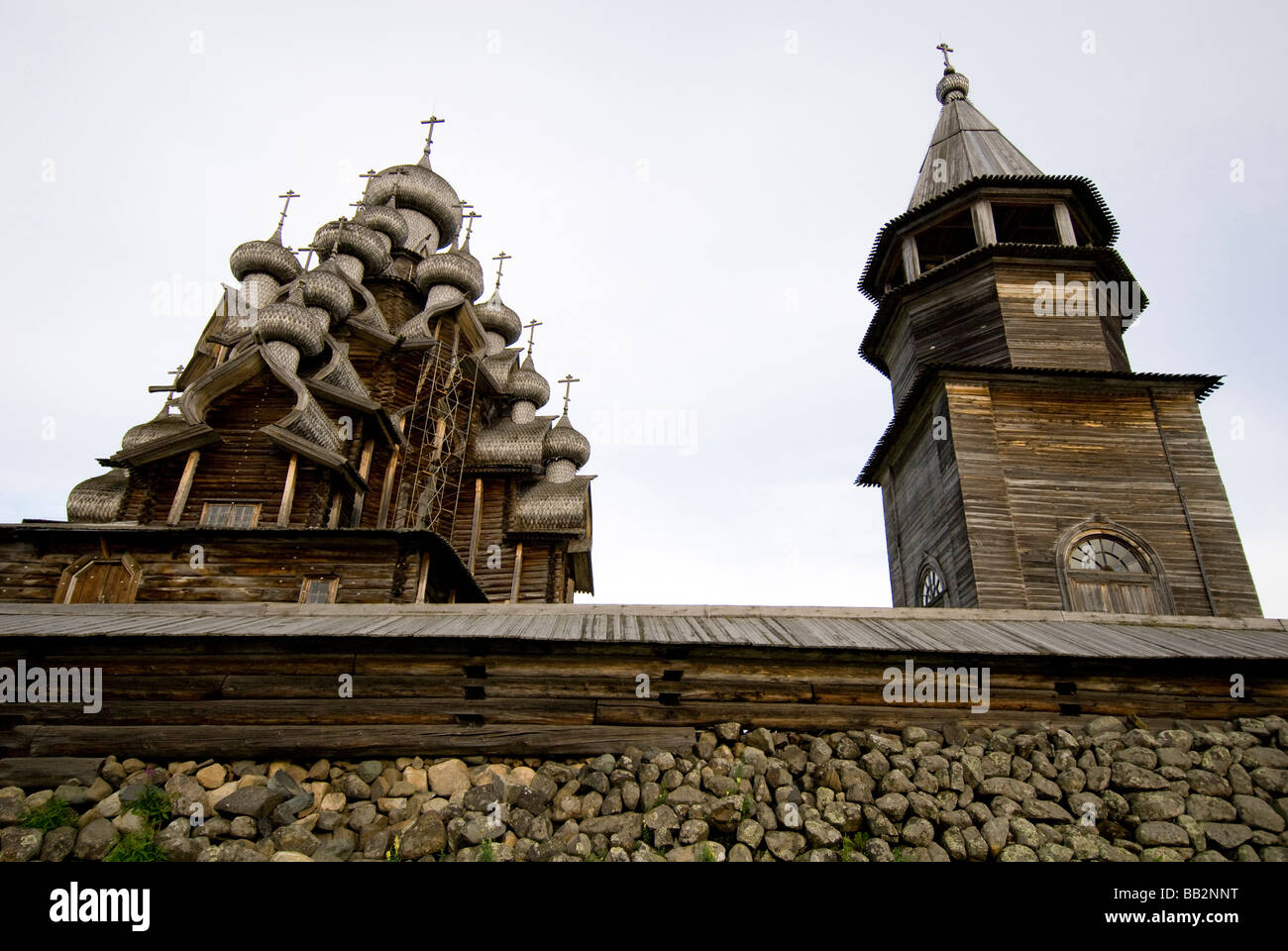 Russia, Lake Onega, Kizhi Island. Historic 22-domed Transfiguration ...
