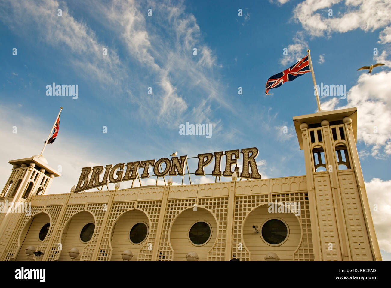 Brighton pier sign, Brighton East Sussex England UK Stock Photo - Alamy