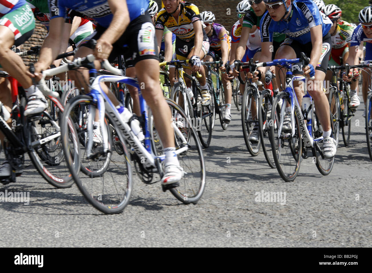 professional bike riders in road street race in city town Stock Photo ...