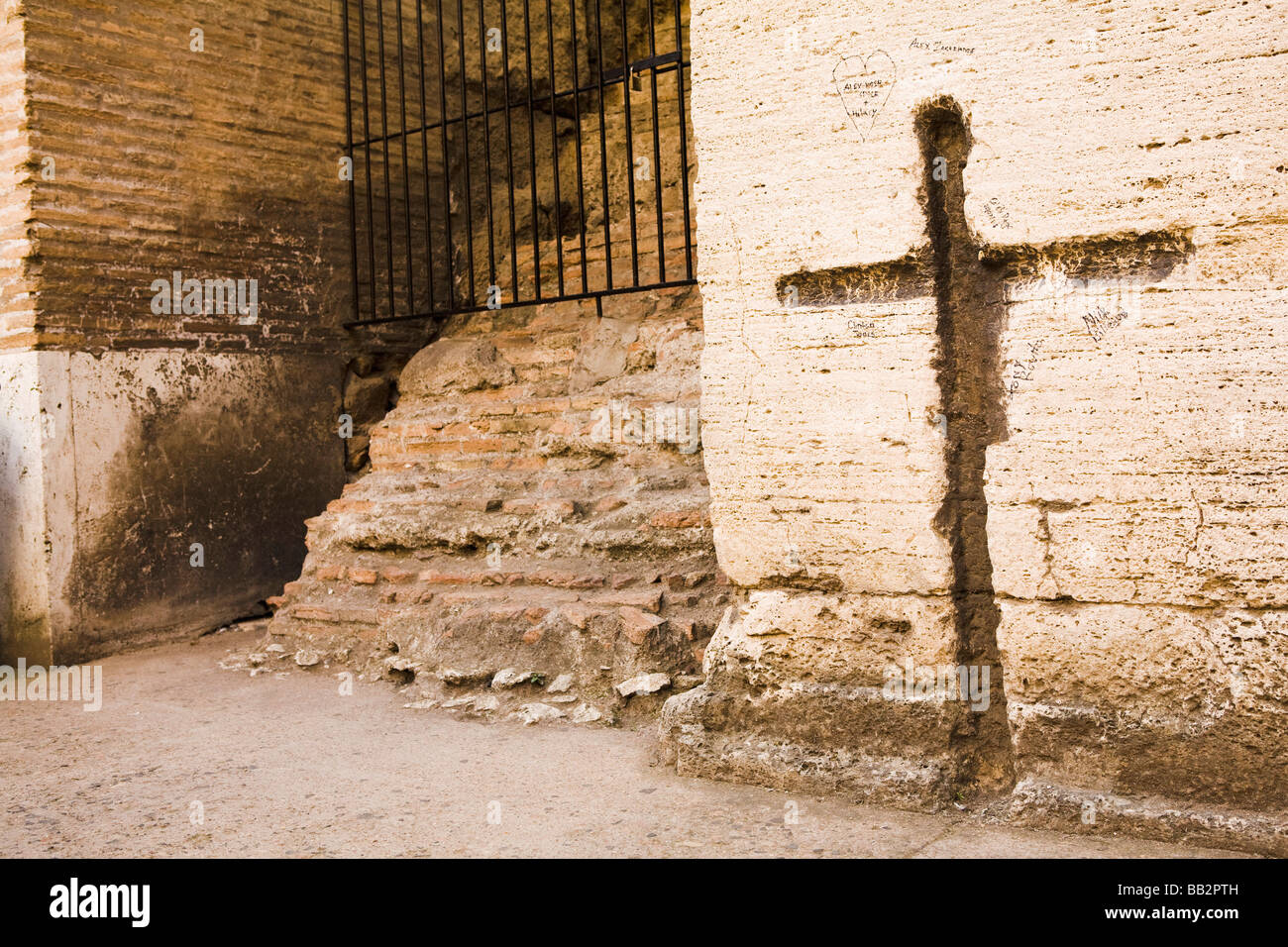 Cross carved in wall; Rome, Italy Stock Photo - Alamy