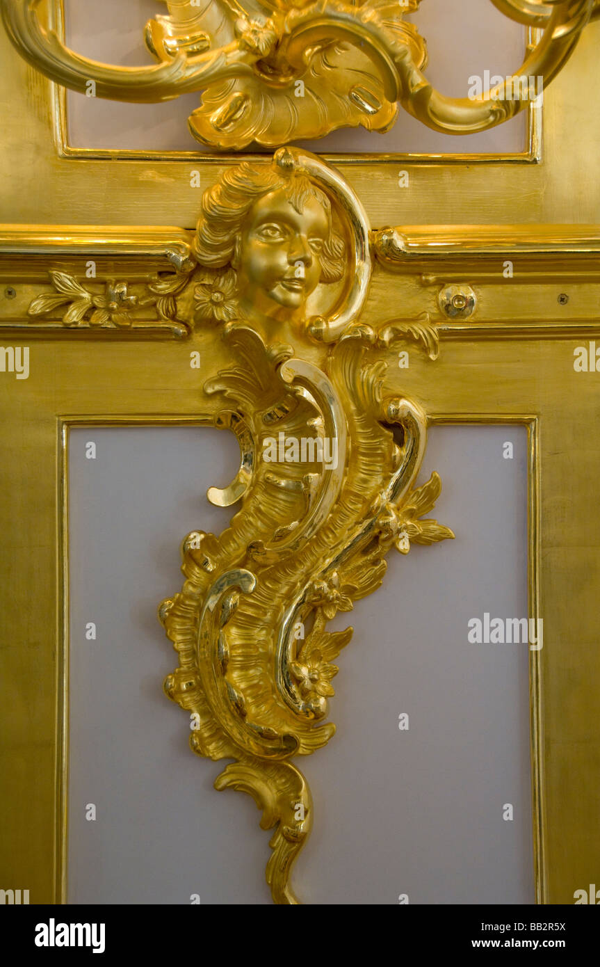 Russia, St. Petersburg, Catherine's Palace , interior. Detail of ornate ...