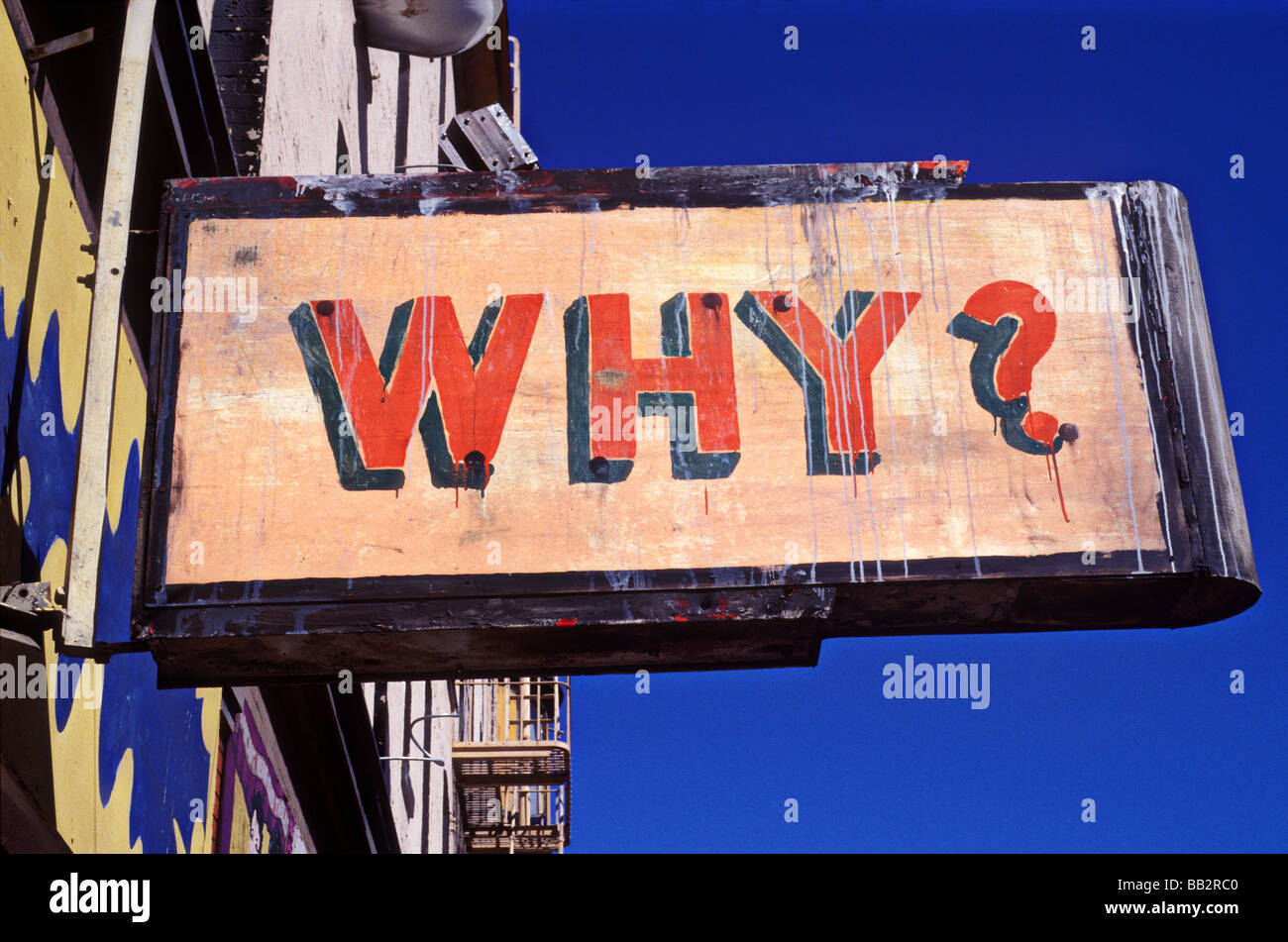 Why sign on old building Stock Photo - Alamy