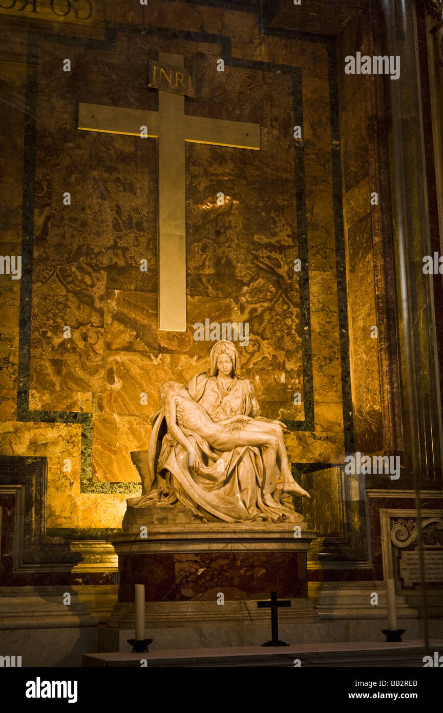 Sculpture and cross in Saint Peter's Basilica; Vatican City, Rome ...