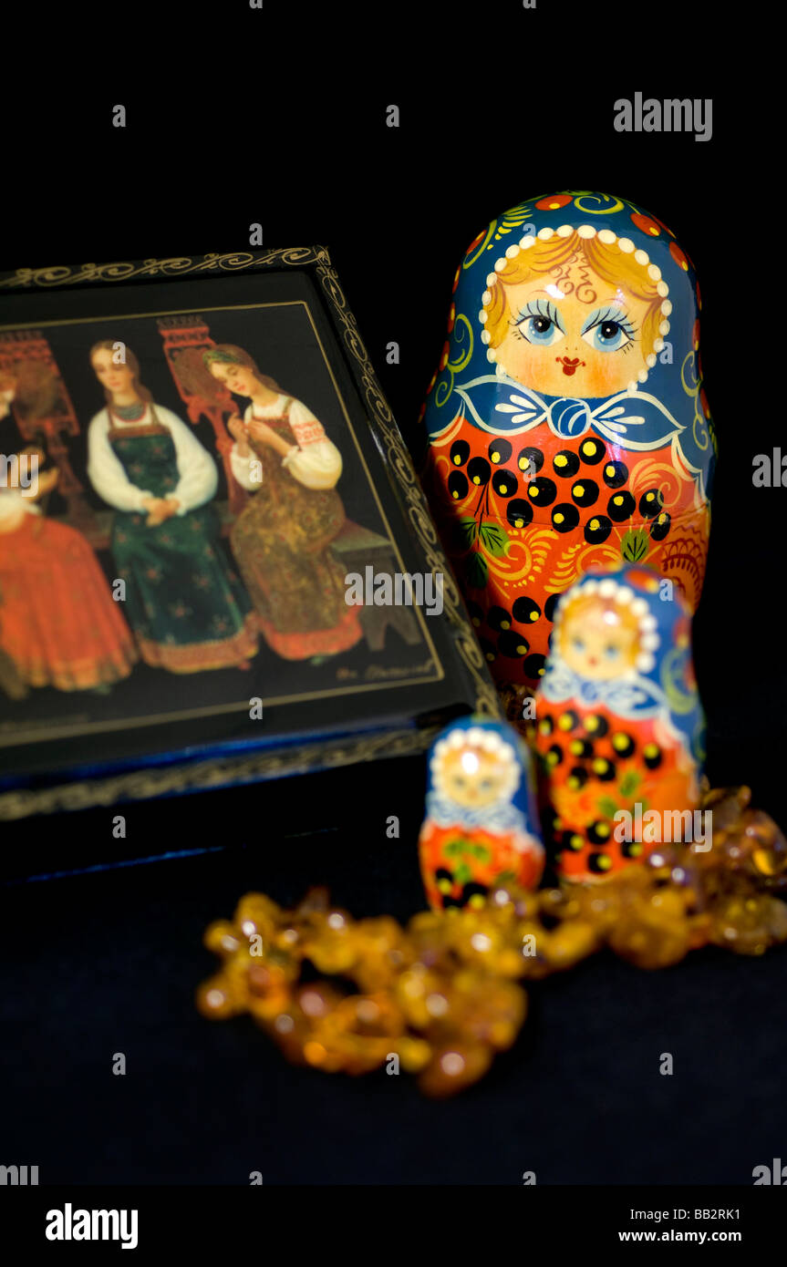 Russia, Russian handicrafts. Traditional painted Russian lacquer box ...