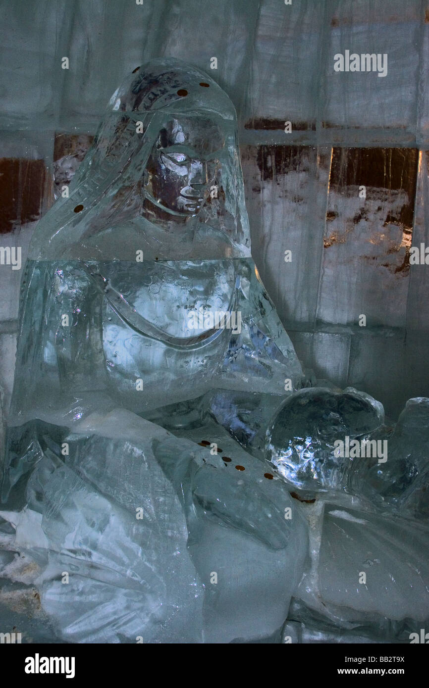 Ice-Sculpture of Mother Mary with Baby Jesus Nativity Scene inside Ice ...