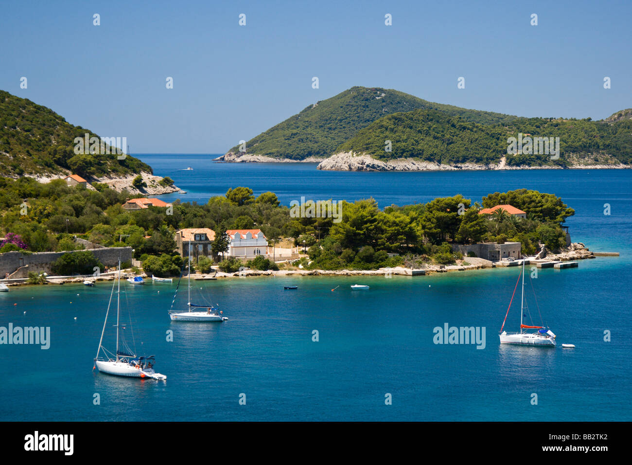 Views around Kolocep Island, one of the Elaphite Islands from Dubrovnik ...