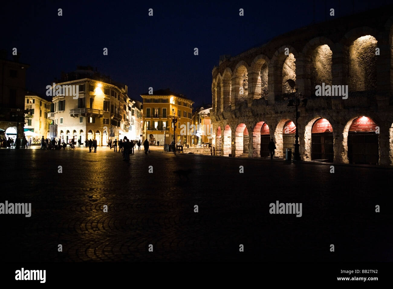 Verona illuminated at night; Italy Stock Photo - Alamy