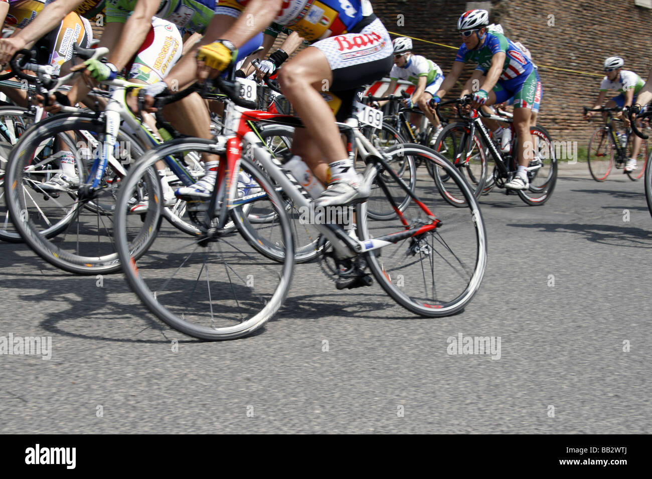 professional bike riders in road street race in city town Stock Photo ...